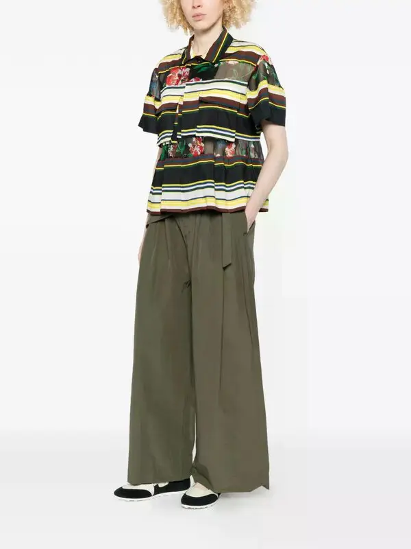 Sacai Striped Floral Print Blouse