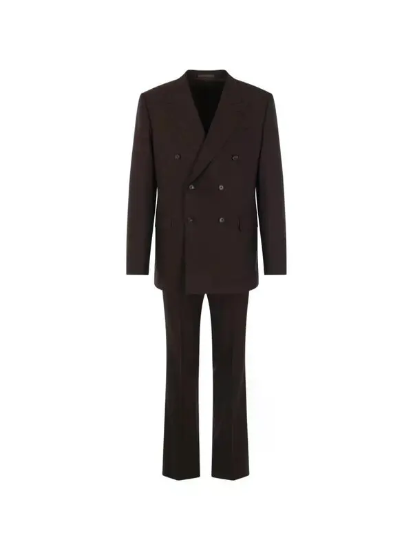 Caruso Double-breasted Suit - Brown