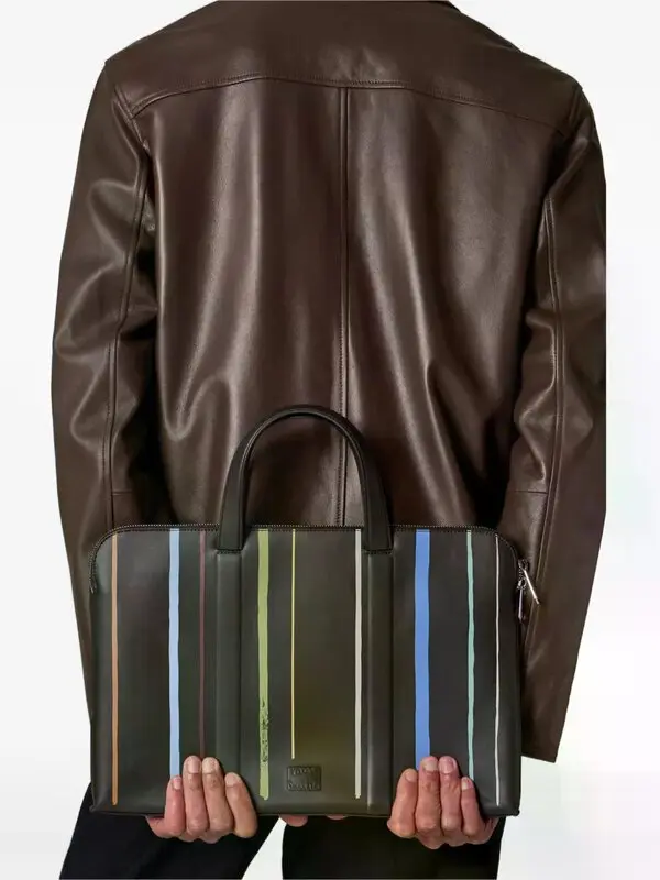 Paul Smith Stripes Top Handle Briefcase - Brown