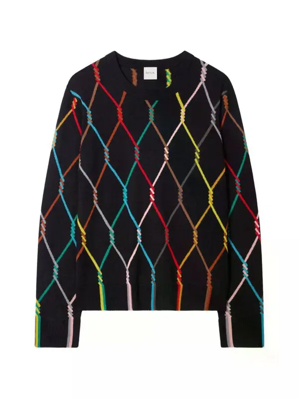 Paul Smith Diamond Pattern Crew Neck Sweater - Black