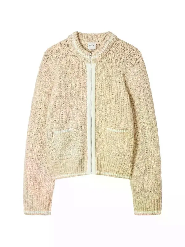 Paul Smith Cream Organic Cotton Zip-up Cardigan