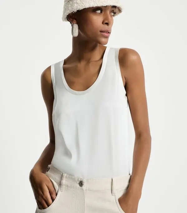 Brunello Cucinelli Stretch-silk Satin Reversible Tank Top