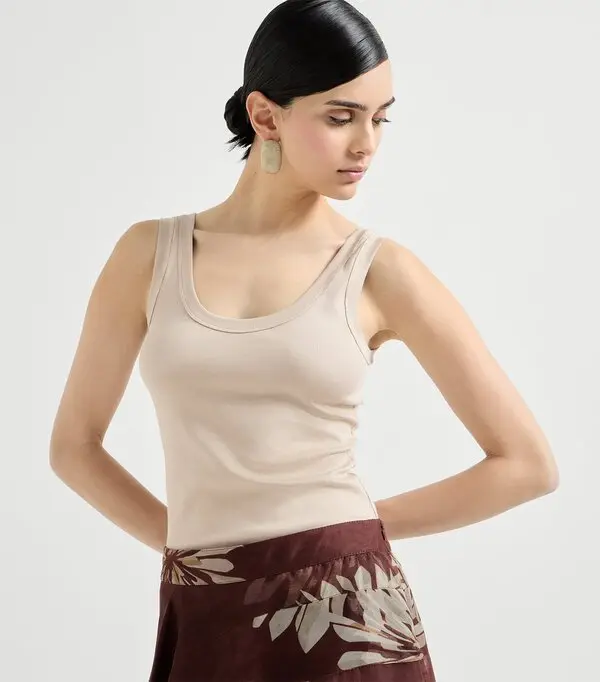 Brunello Cucinelli Stretch-cotton Ribbed Tank Top