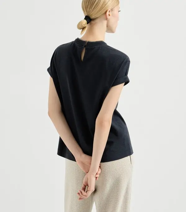 Brunello Cucinelli Embellished Stretch-cotton T-shirt