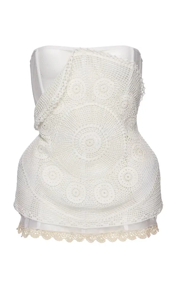 Magda Butrym Cotton Crochet Corset Top - White