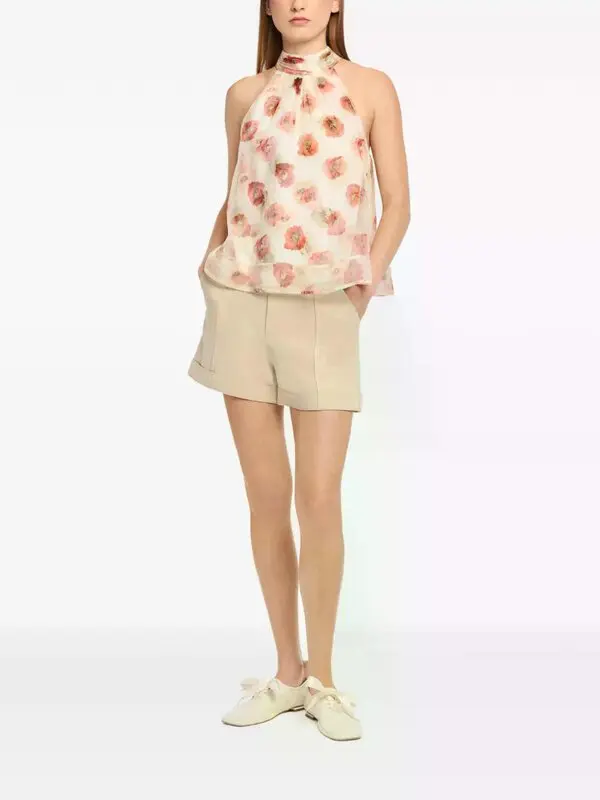 Cinq À Sept Floral Halterneck Silk Blouse