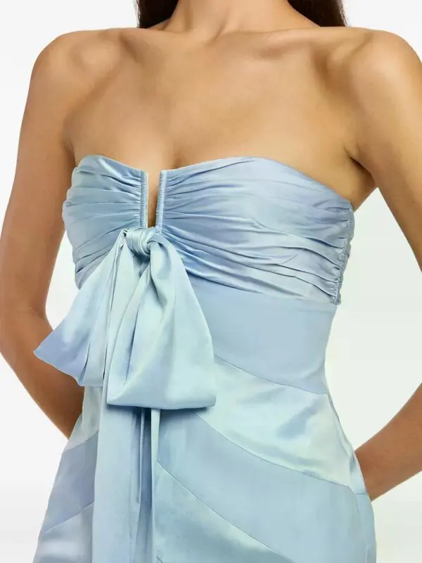 Cinq À Sept Bow Strapless Tiered Hem Dress