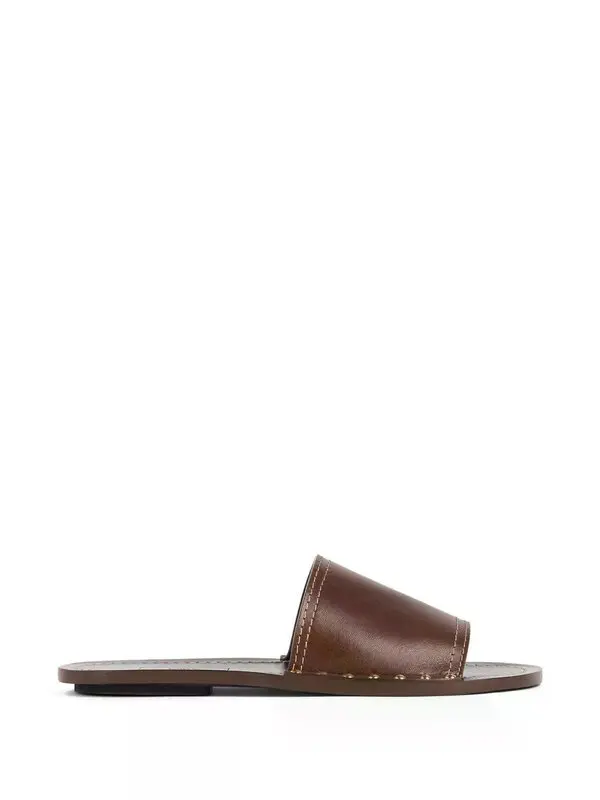 TOTEME Studded Leather Slides - Brown