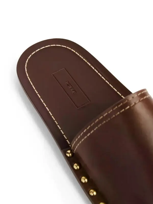 TOTEME Studded Leather Slides - Brown