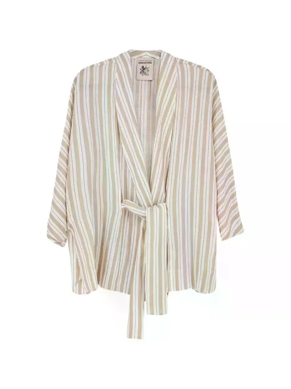 SEMICOUTURE Striped Kimono With Tie Waist