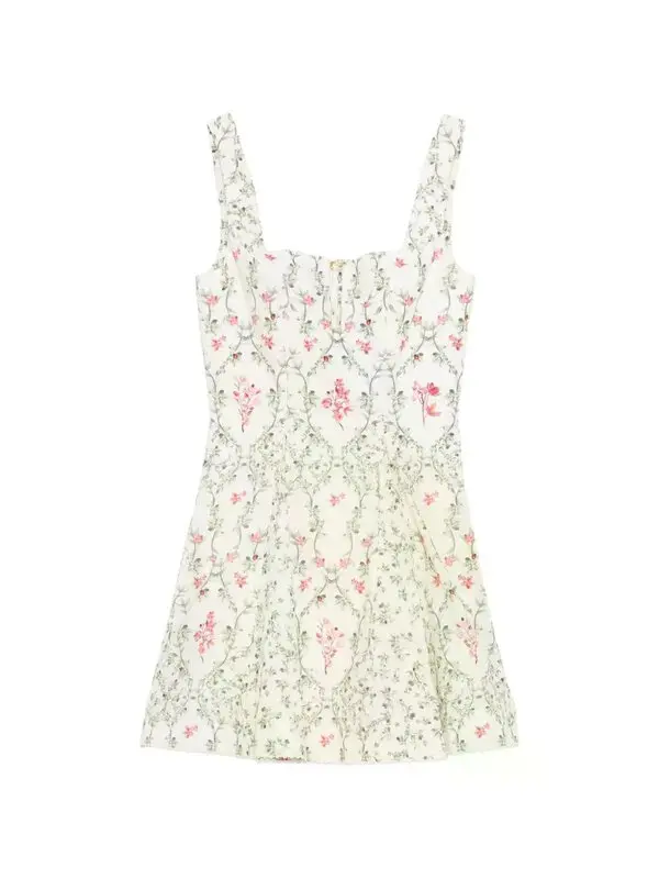 Agua Bendita Floral Print Mini Dress - Neutrals