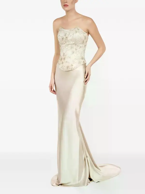 ALEXIA & ANTONIA Ecru Bias-cut Maxi Skirt