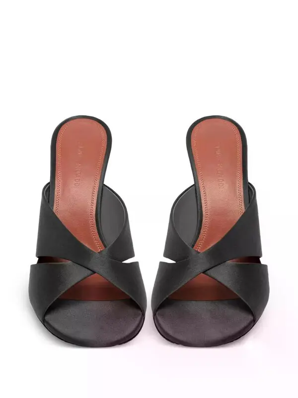 Amina Muaddi Salma Criss-cross Silk Heeled Sandals - Black