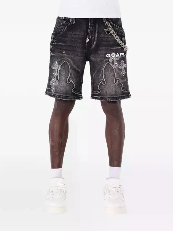 GUAPI Rhinestone Embellished Gothic Denim Shorts