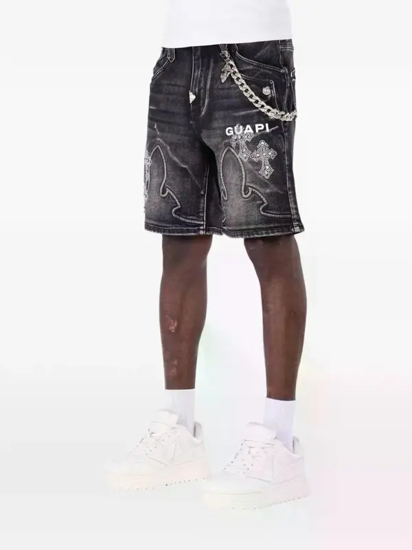 GUAPI Rhinestone Embellished Gothic Denim Shorts