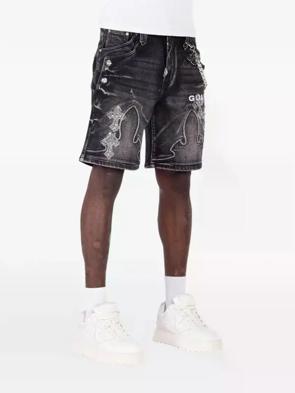 GUAPI Rhinestone Embellished Gothic Denim Shorts