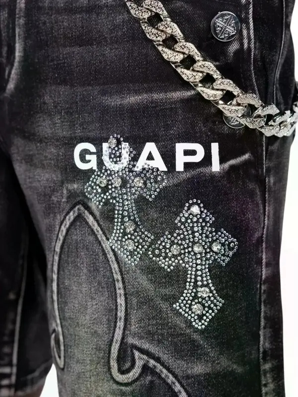 GUAPI Rhinestone Embellished Gothic Denim Shorts