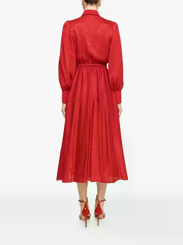 NISSA Belted Midi Dress With Floral Print