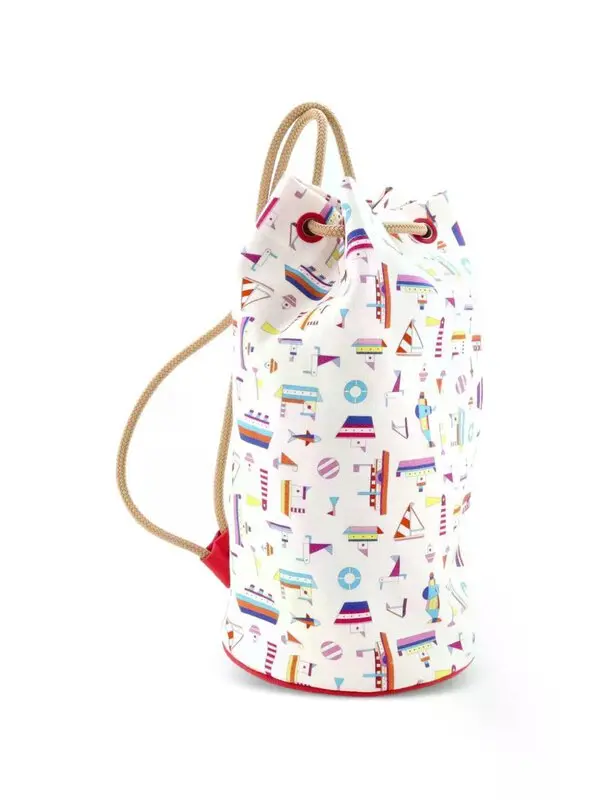 Hermès Petit Chalutier Duffle Bag Printed Canvas Travel Bag