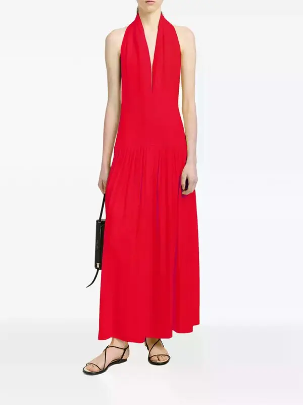 Proenza Schouler Tala V-neck Georgette Maxi Dress - Red