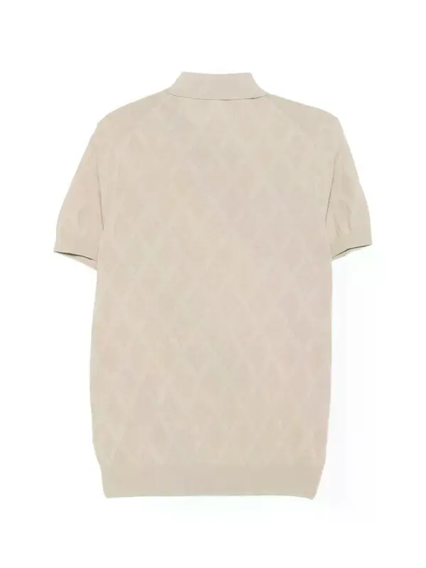 DIKTAT Diamond-pattern Knit Polo Shirt - Neutrals