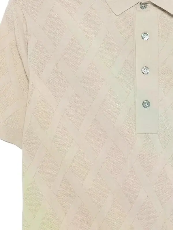 DIKTAT Diamond-pattern Knit Polo Shirt - Neutrals