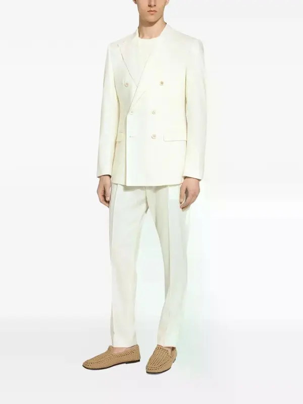Dolce & Gabbana Silk Jacquard Round Neck Sweater With Dg Logo - Neutrals