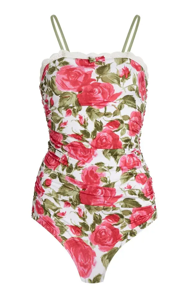 Chloé Printed Ruched One-piece Swimsuit - Multi