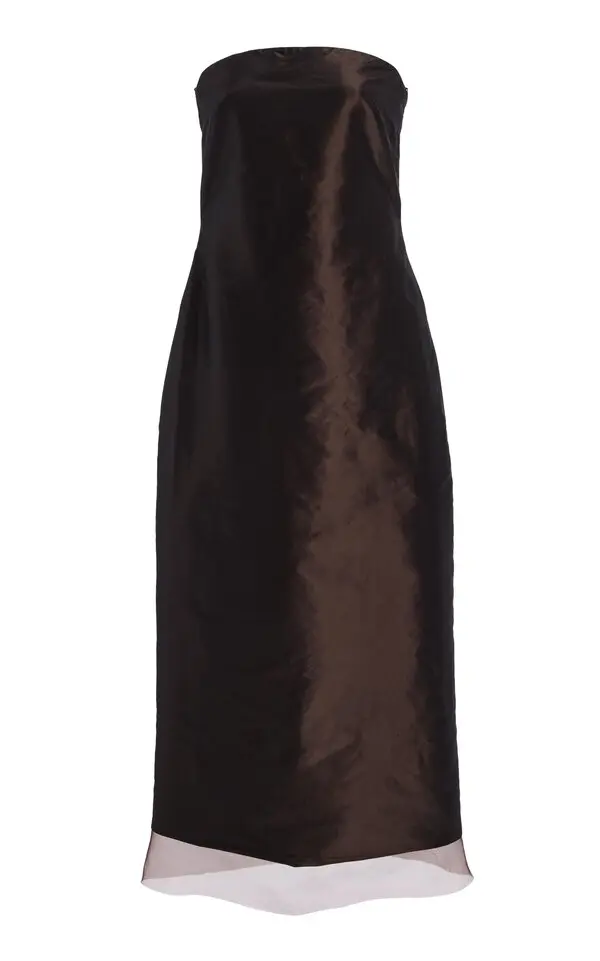 KALLMEYER Lizzy Silk Tube Midi Dress - Brown