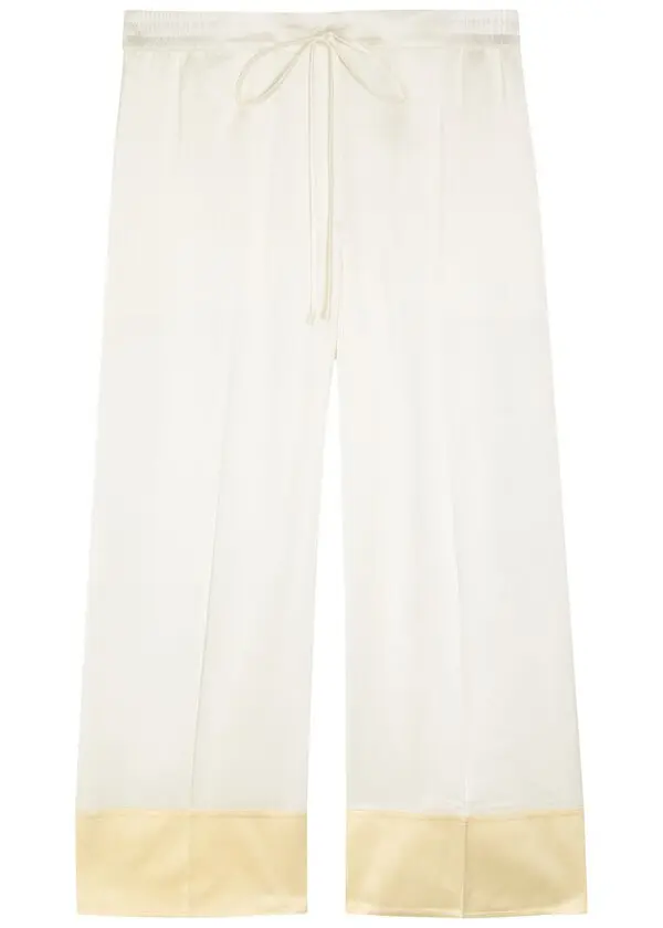 TOTEME Drawstring Colour-block Satin Trousers - White