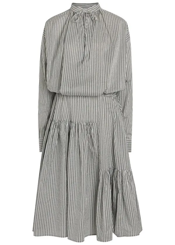 Dries Van Noten Striped Cotton-blend Poplin Midi Dress