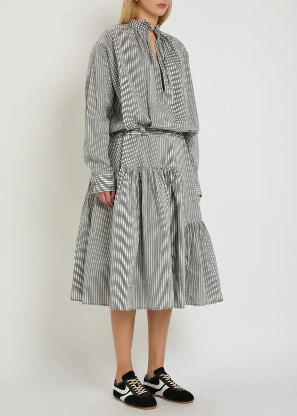 Dries Van Noten Striped Cotton-blend Poplin Midi Dress