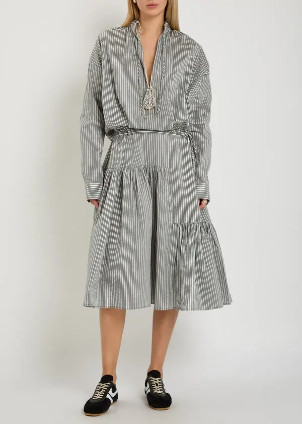 Dries Van Noten Striped Cotton-blend Poplin Midi Dress