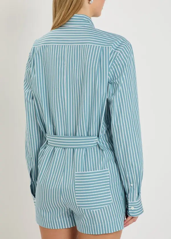 Dries Van Noten Perris Striped Cotton Jumpsuit