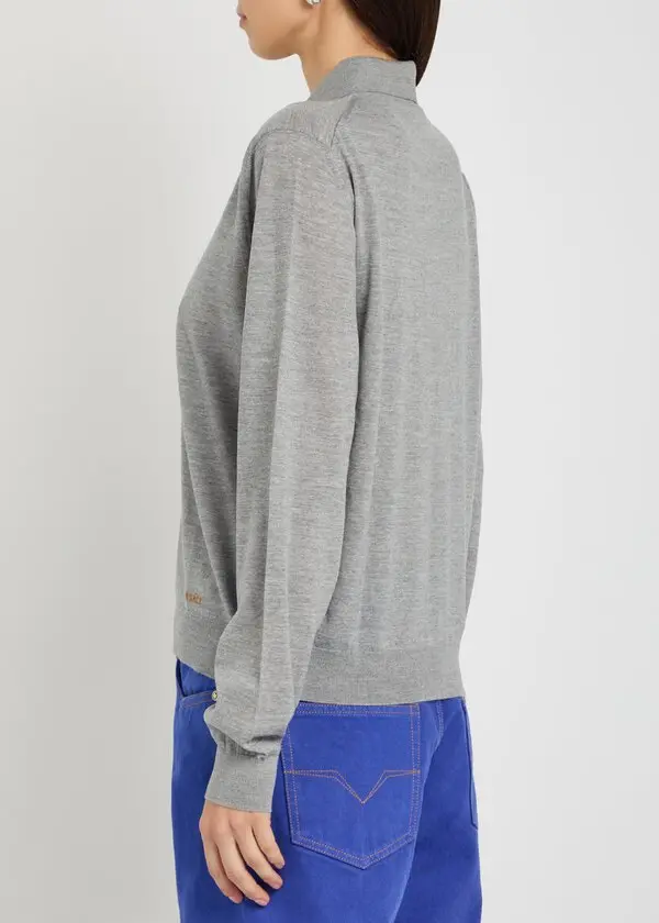 Versace Logo-embroidered Wool Cardigan