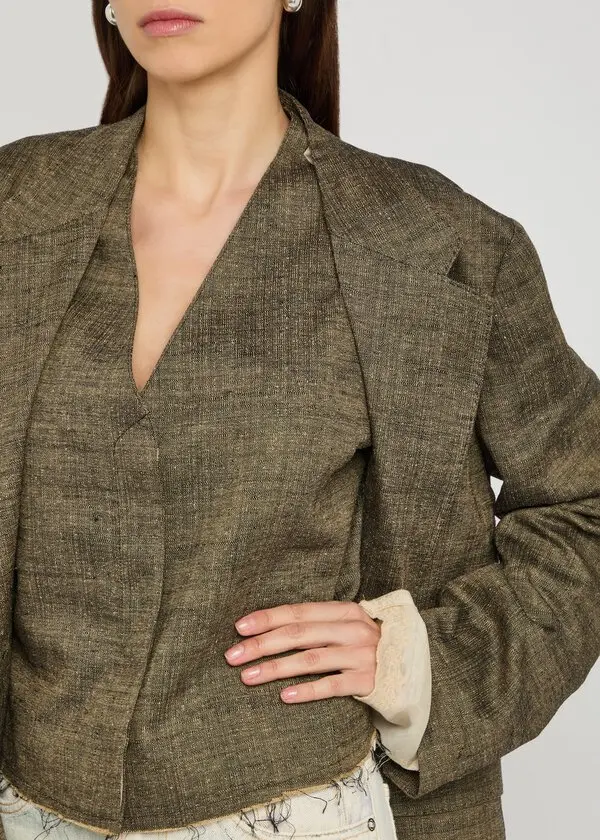Our Legacy Linen And Silk-blend Waistcoat - Brown