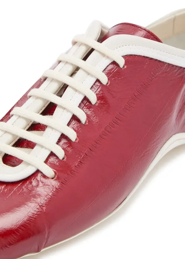 Dries Van Noten Crinkled Leather Lace-up Sneakers - Red