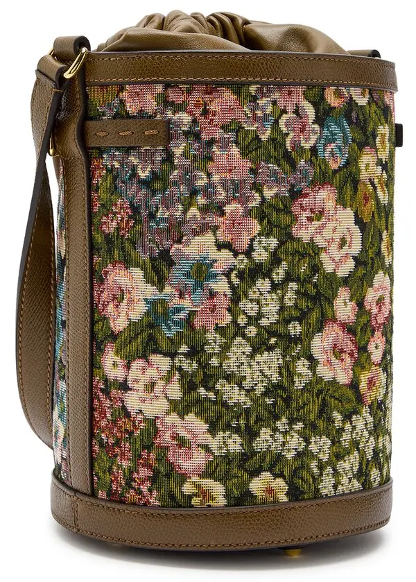 Valentino Garavani Floral-jacquard Leather Bucket Bag - Multicoloured