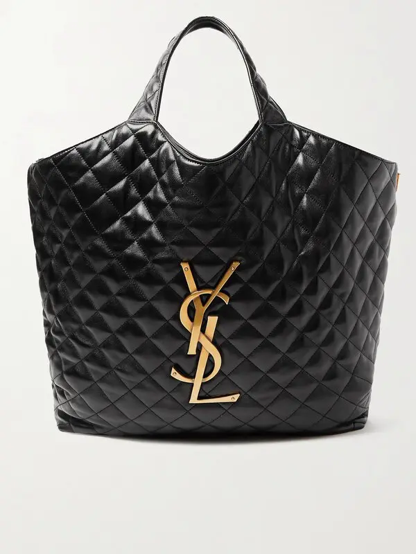 Saint Laurent Icare Maxi Quilted Leather Tote - Black