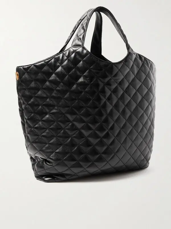 Saint Laurent Icare Maxi Quilted Leather Tote - Black