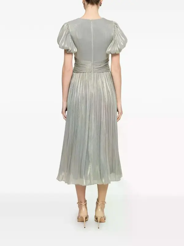 NISSA Crystal Detail Pleated Midi Dress - Grey