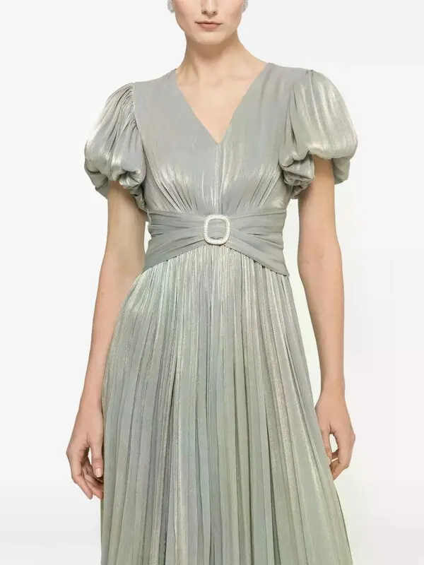 NISSA Crystal Detail Pleated Midi Dress