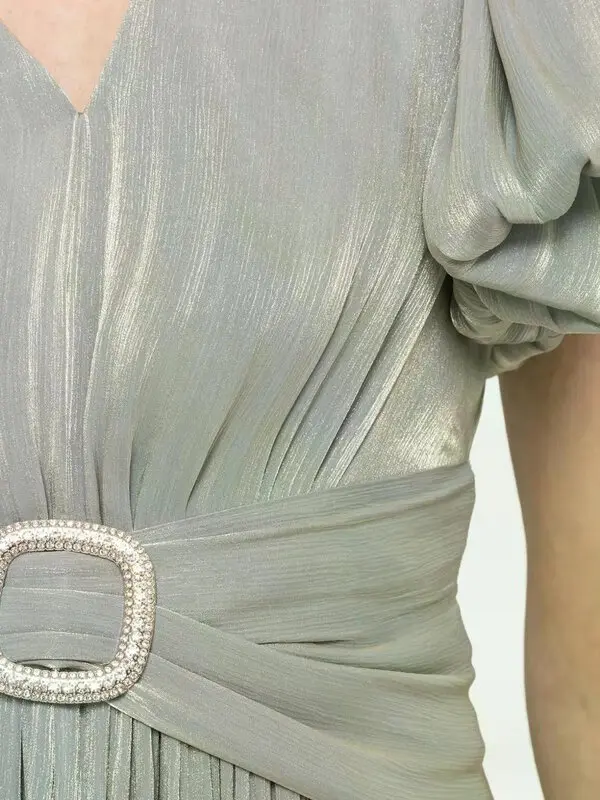 NISSA Crystal Detail Pleated Midi Dress