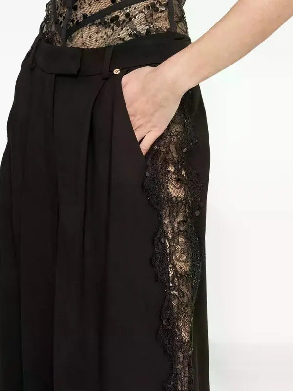 NISSA Lace Insert Wide Leg Trousers