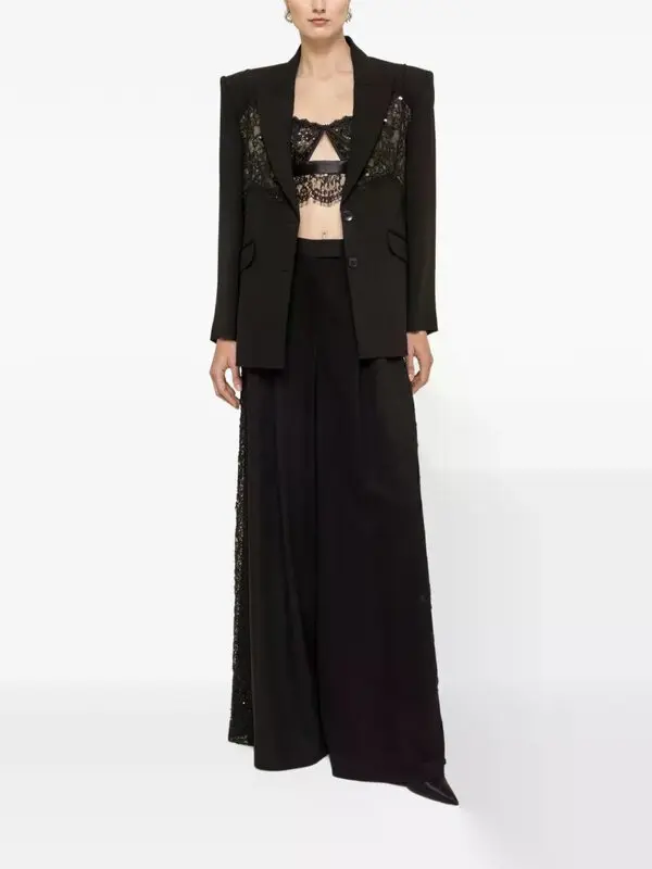 NISSA Lace Insert Wide Leg Trousers