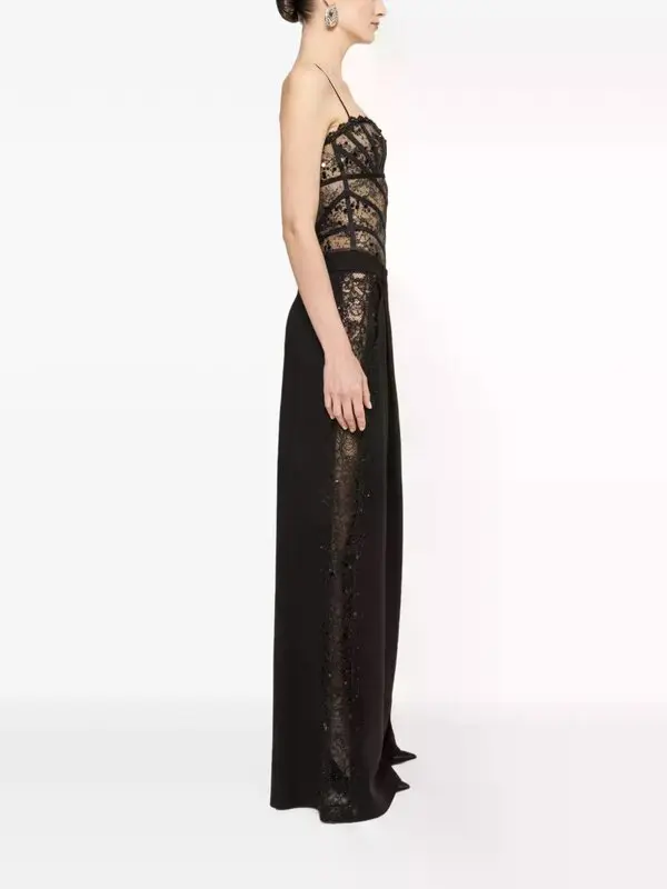 NISSA Lace Insert Wide Leg Trousers