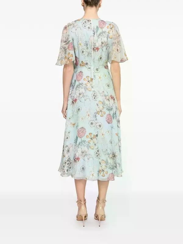 NISSA Floral Detail Silk Midi Dress