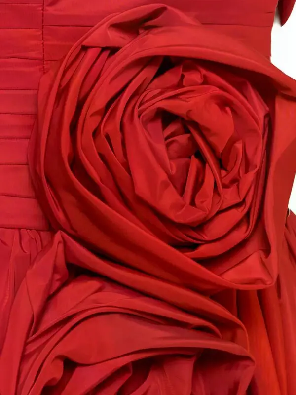 NISSA Off-shoulder Floral Detail Corset Dress - Red