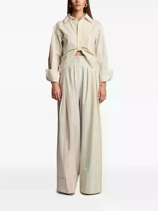 HEVRON Striped Pleated Wide Leg Trousers