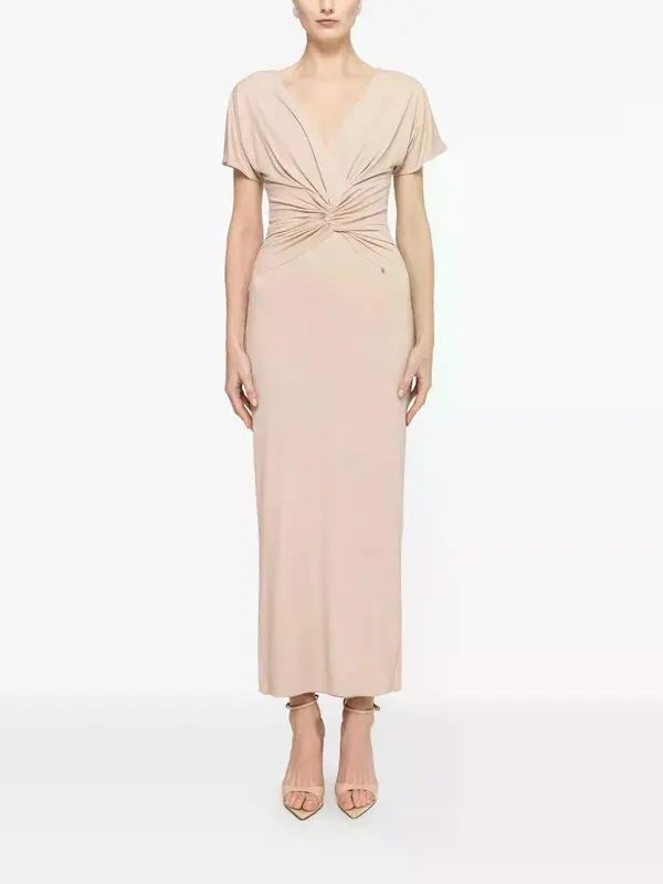 NISSA Glitter V-neck Maxi Dress - Neutrals
